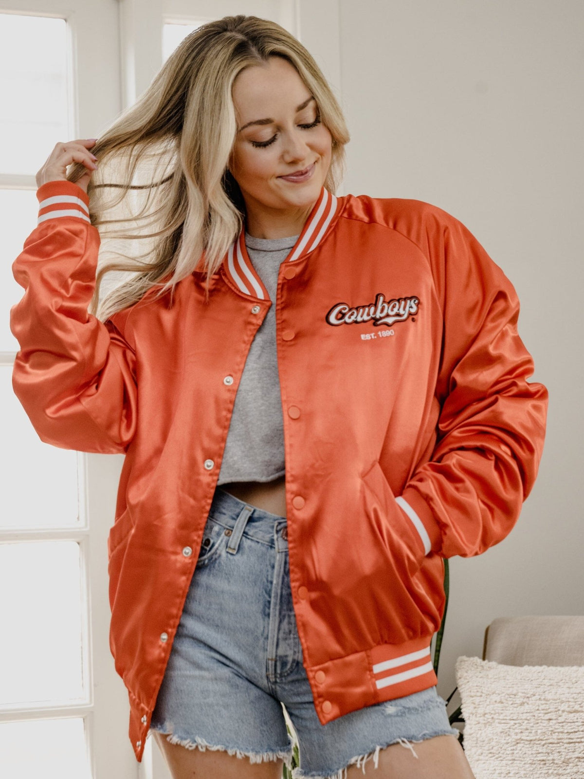 OSU Cowboys Orange Embroidered Satin Jacket – shoplivylu