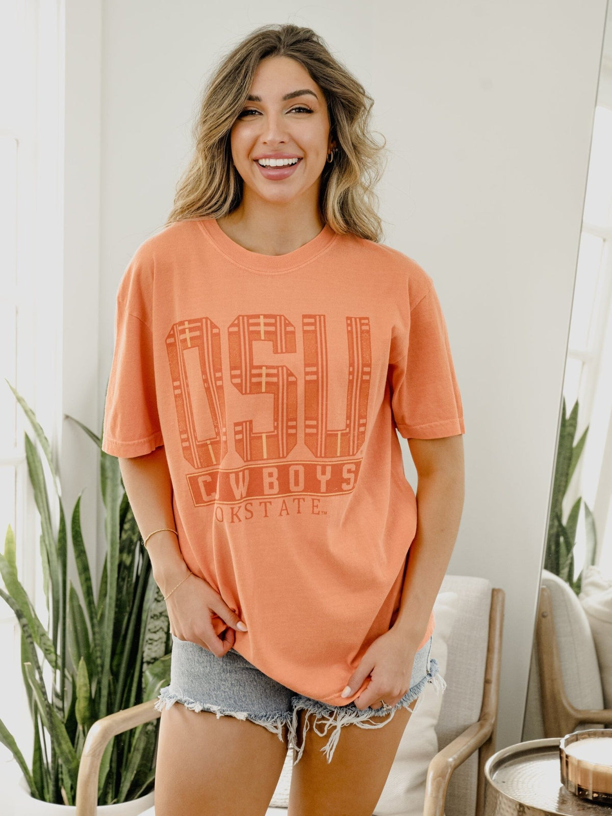 OSU Cowboys Preppy Plaid Orange Tee – shoplivylu