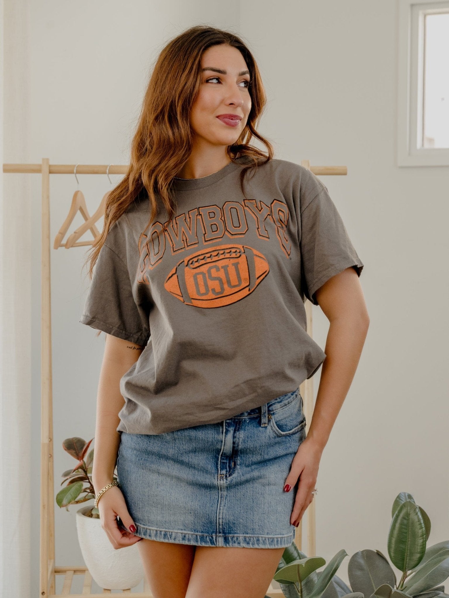 OSU Cowboys Wonka Football Charcoal Thrifted Tee – shoplivylu